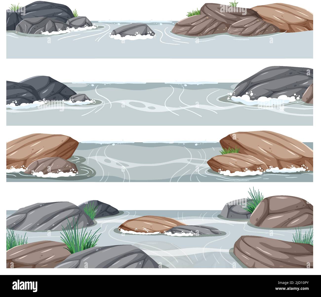 Isolated stones in the water scenes illustration Stock Vector Image ...