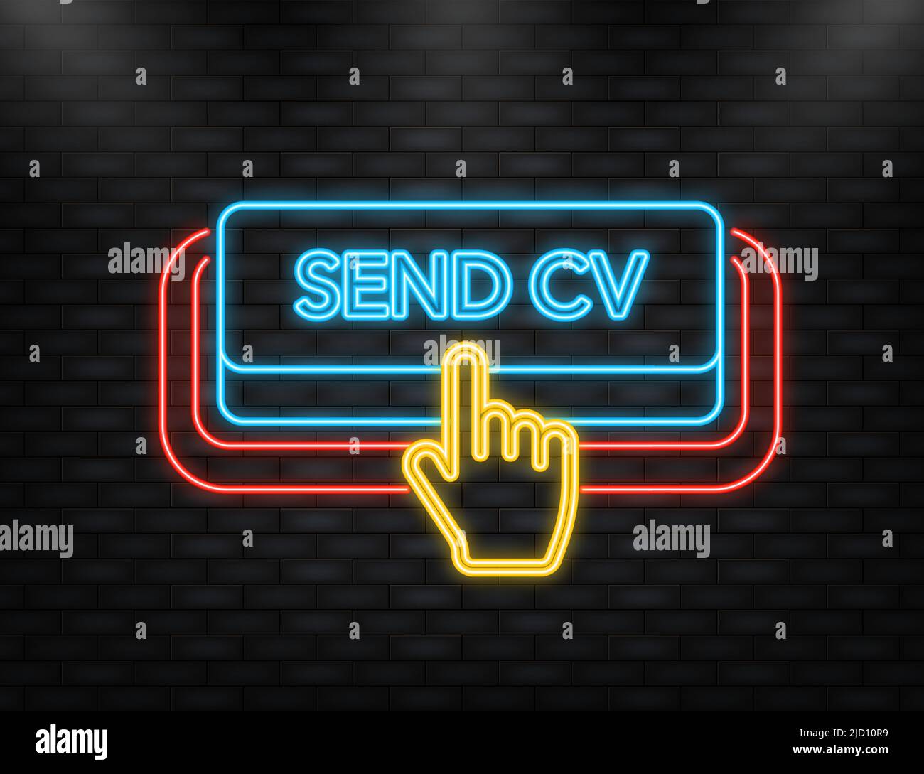 Neon Icon. Icon with blue send cv 3D button on white background for web ...