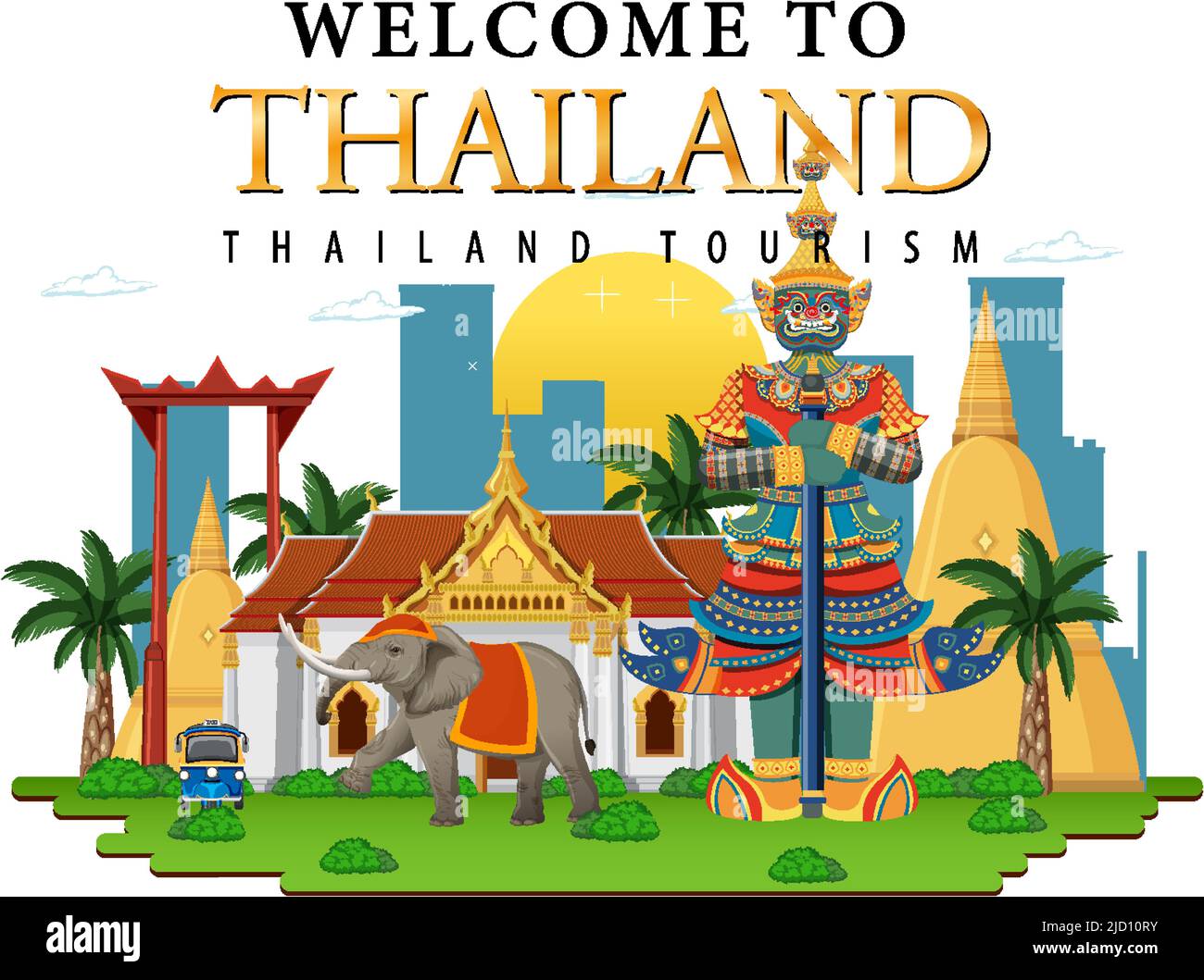 Bangkok Thailand Landmark Logo Banner illustration Stock Vector Image ...