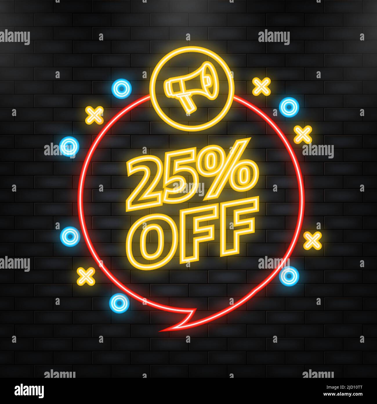 Neon Icon. Trendy flat advertising with 25 percent discount flat badge ...