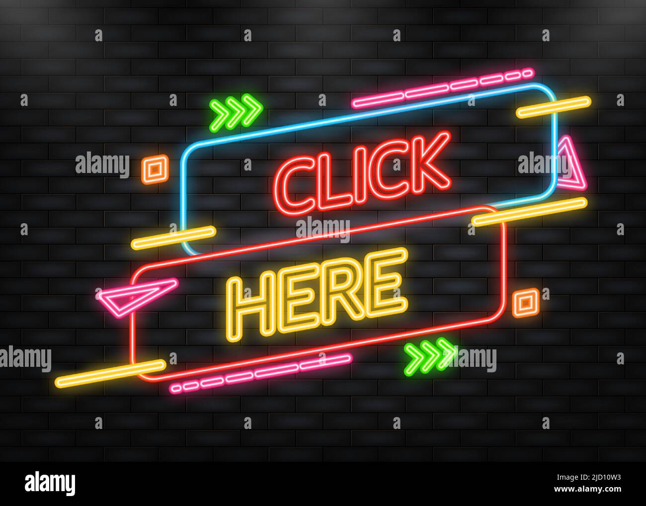 Neon Icon. Icon with click here banner for web marketing design. Vector ...