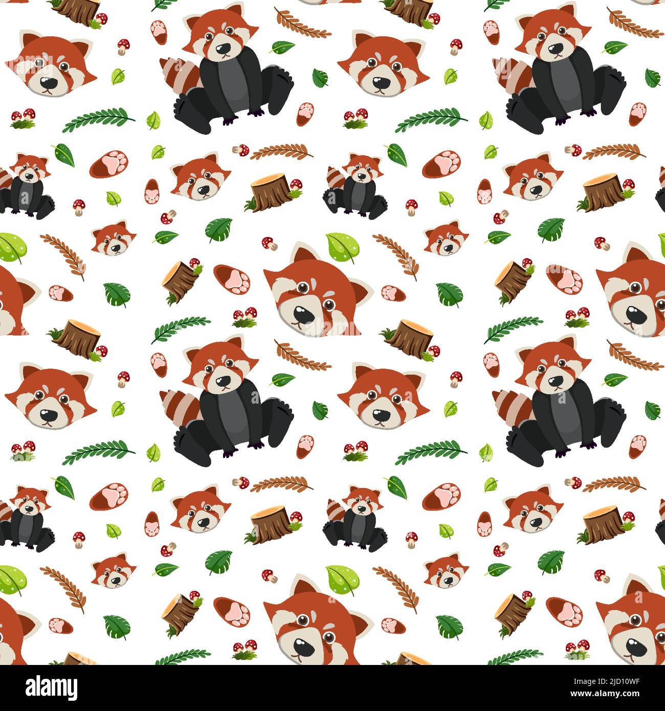 Red panda cute animal seamless pattern illustration Stock Vector Image ...