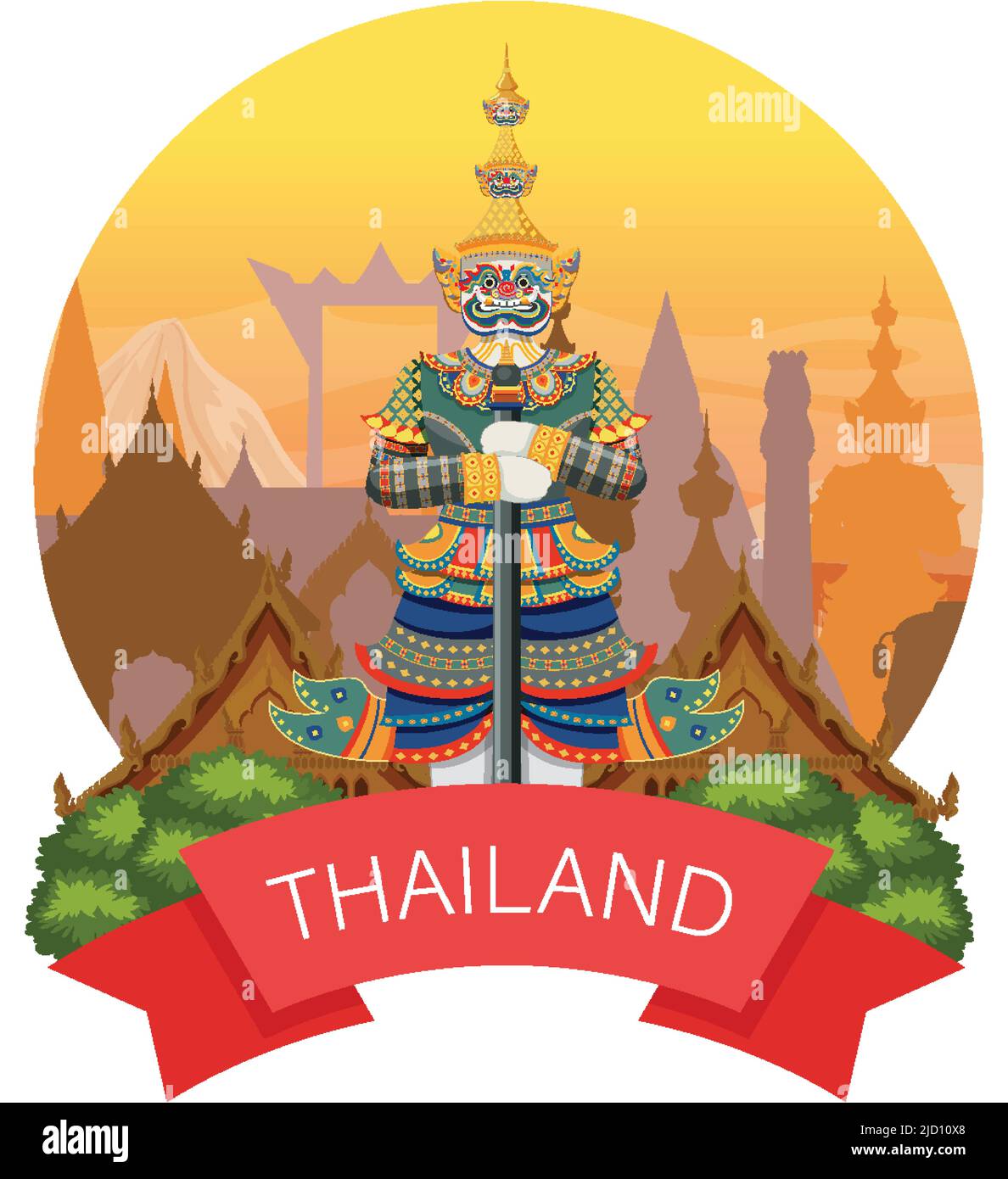 Bangkok Thailand Landmark Logo Banner illustration Stock Vector Image ...