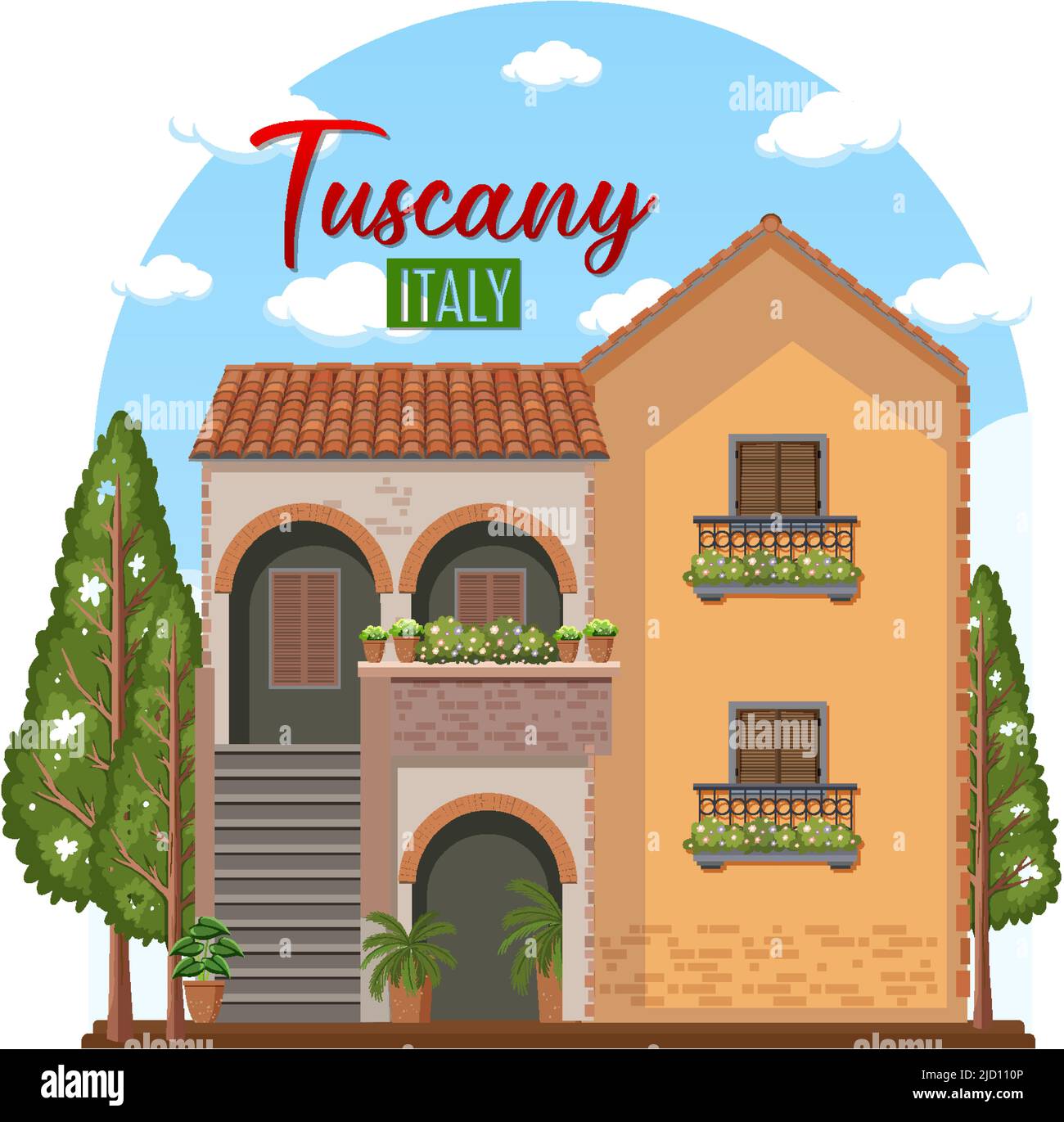 Tuscany Italy Landmark Logo Banner illustration Stock Vector Image ...