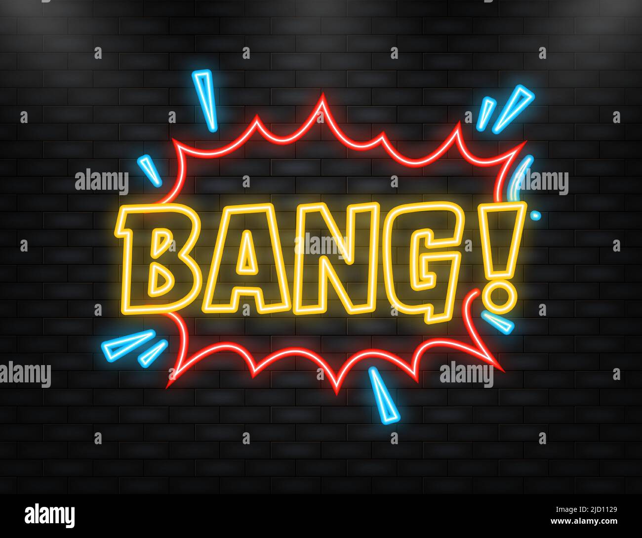 Neon Icon. Bang bang in vintage style. Cartoon style vector. Vector ...