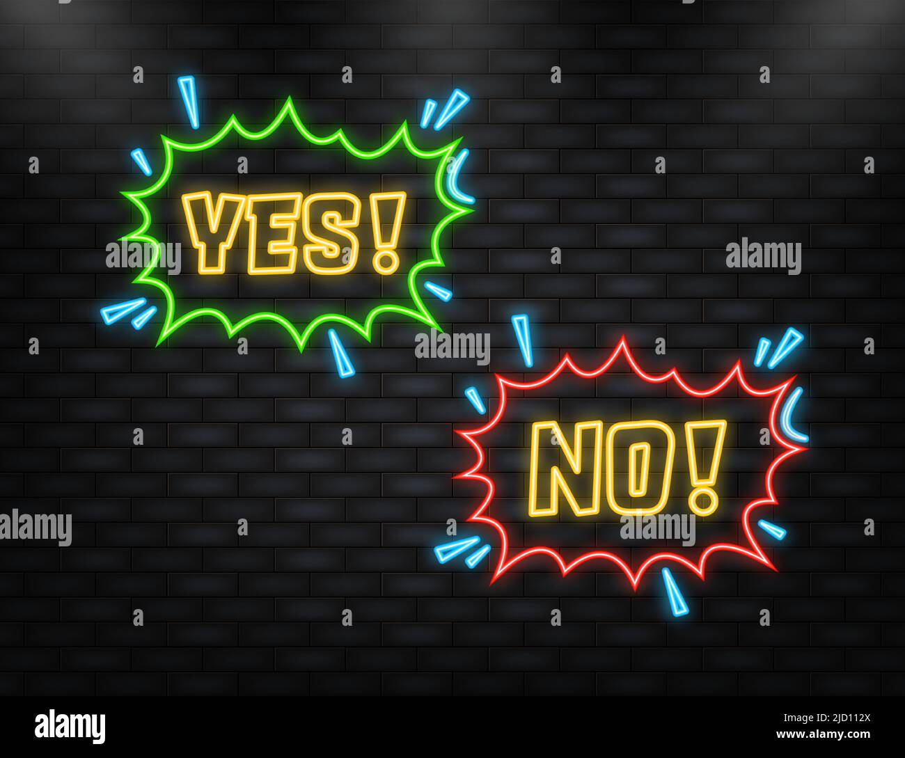 Neon Icon. Yes and no in vintage style. Cartoon style vector. Pop art ...