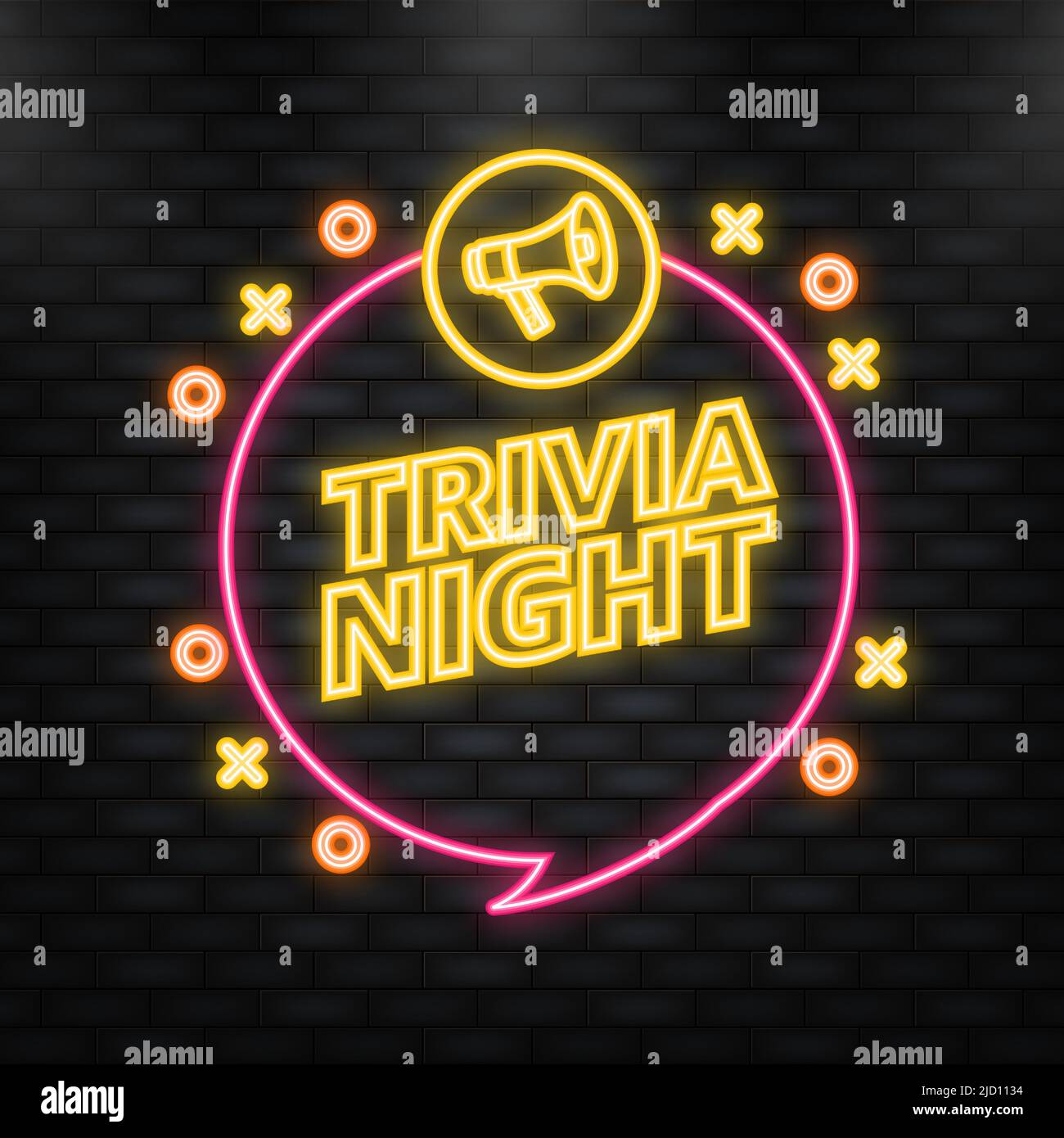 Neon Icon. Trivia night banner in 3D style on white background. Vector ...