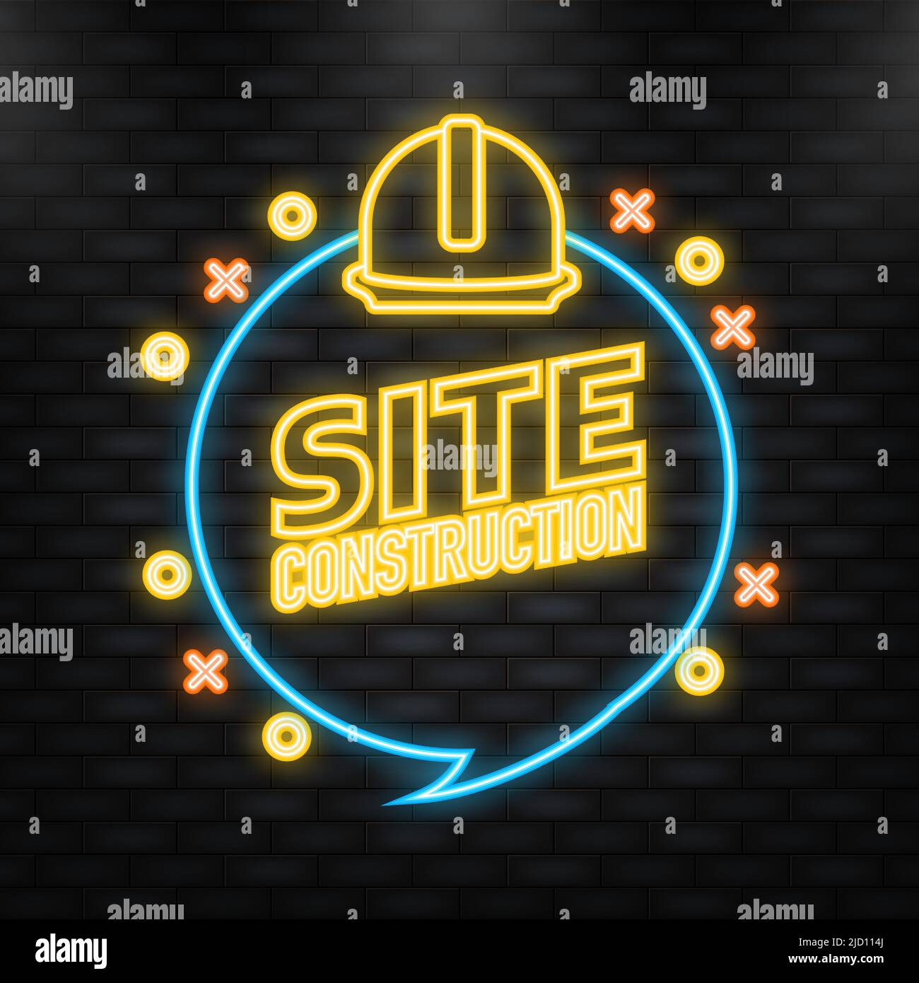 Neon Icon. Flat illustration under construction for site design. Vector ...