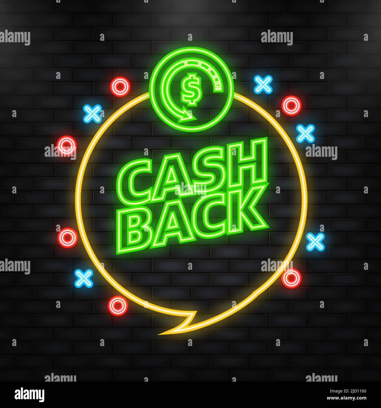 Neon Icon. Cashback concept logo. Cash back green banner on white ...