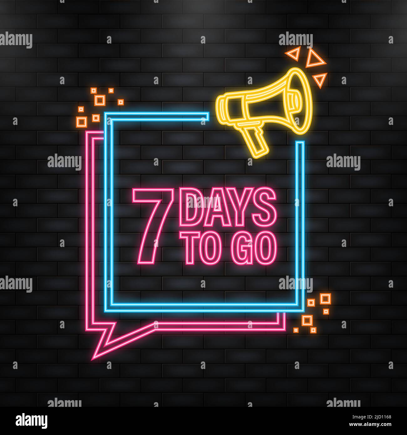 Neon Icon. 7 Days to go poster in flat style. Vector illustration for ...