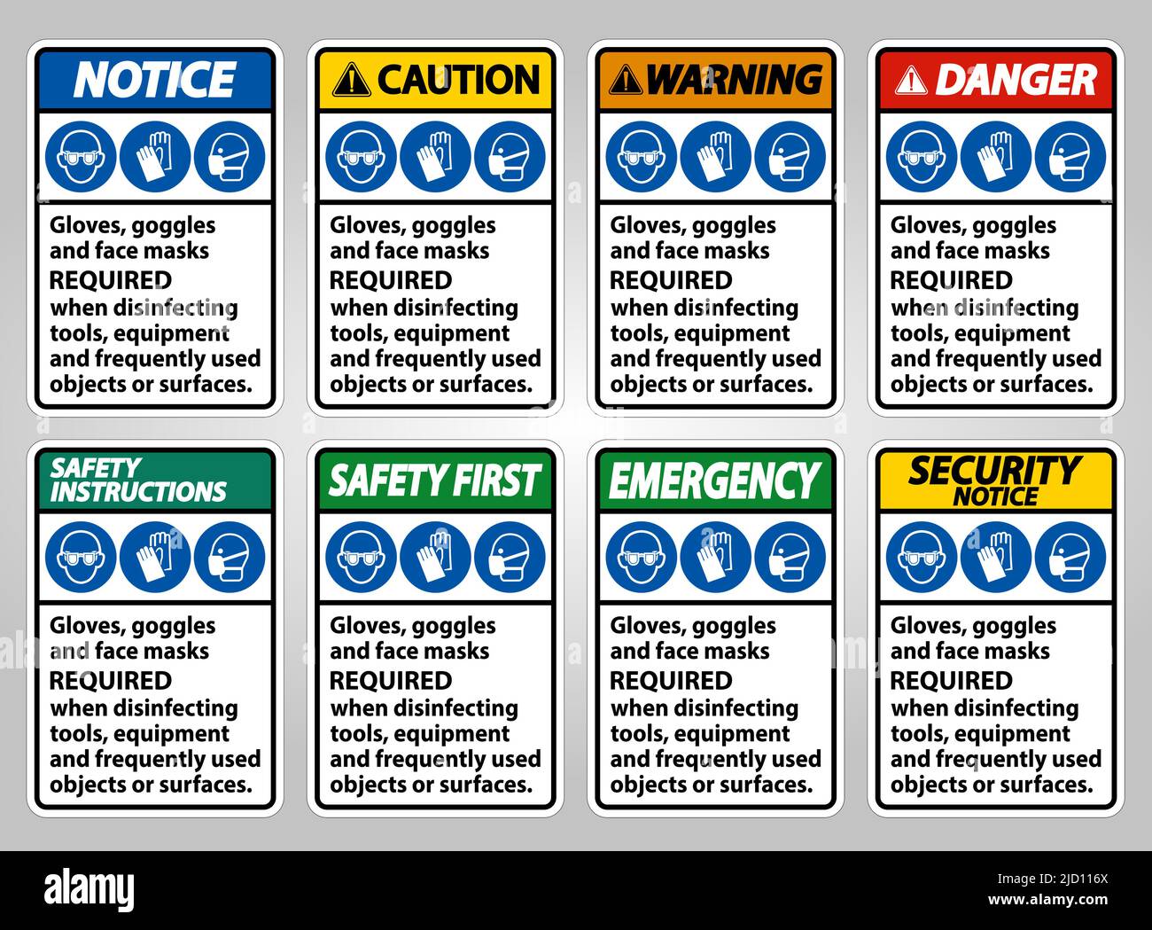 Gloves, Goggles, And Face Masks Required Sign On White Background ...