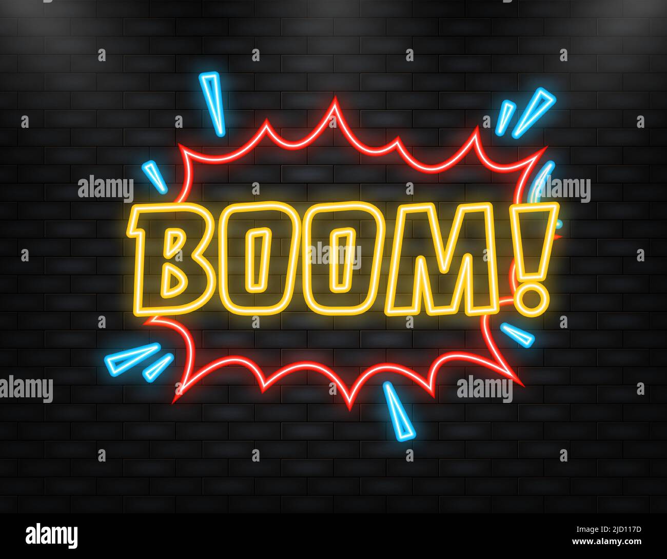 Neon Icon. Boom in vintage style. Cartoon style vector. Pop art. Vector ...