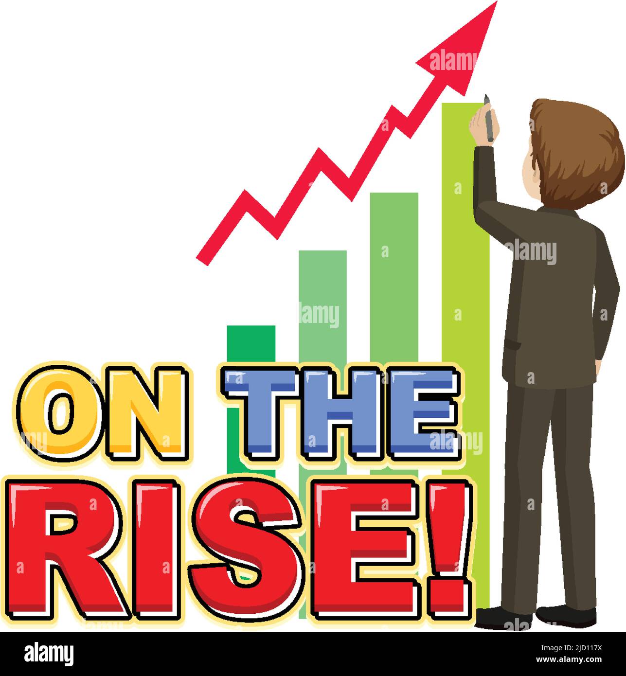 On the rise isolated word text with fired businessman illustration ...
