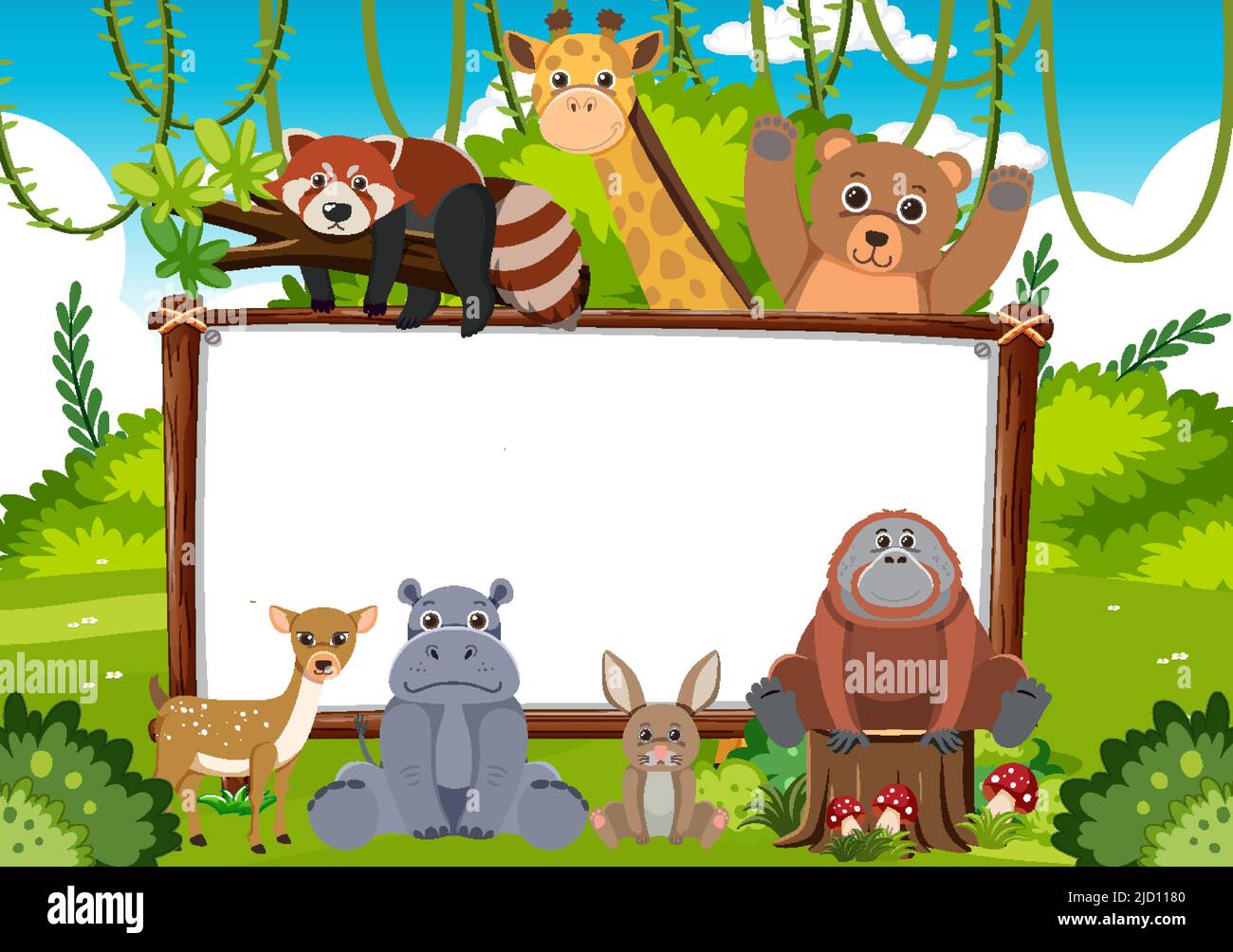 Blank board with wild animals illustration Stock Vector Image & Art - Alamy
