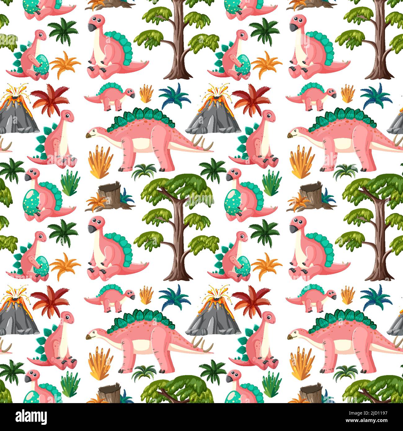 Cute dinosaur seamless pattern illustration Stock Vector Image & Art ...