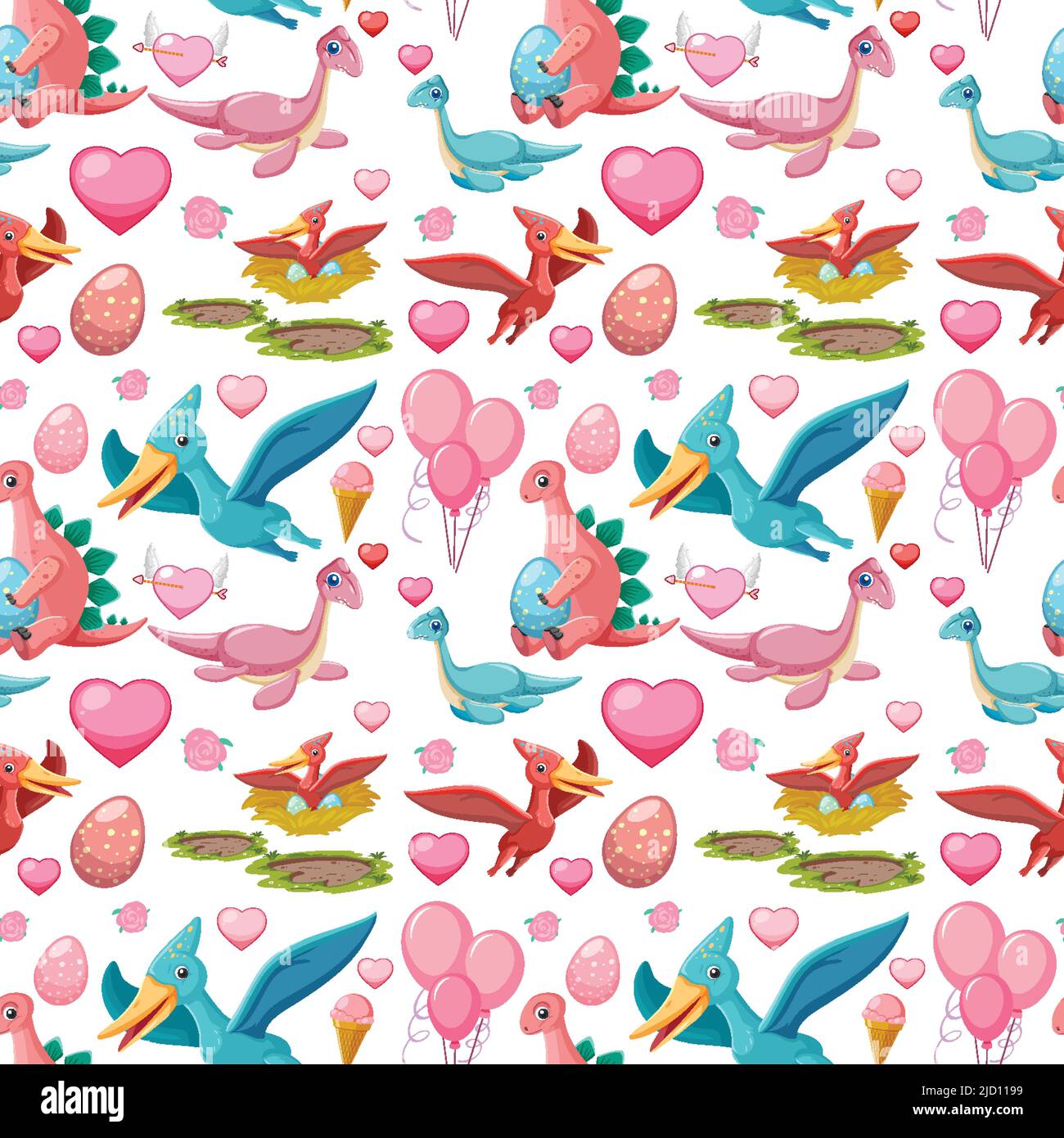 Cute dinosaur seamless pattern illustration Stock Vector Image & Art ...