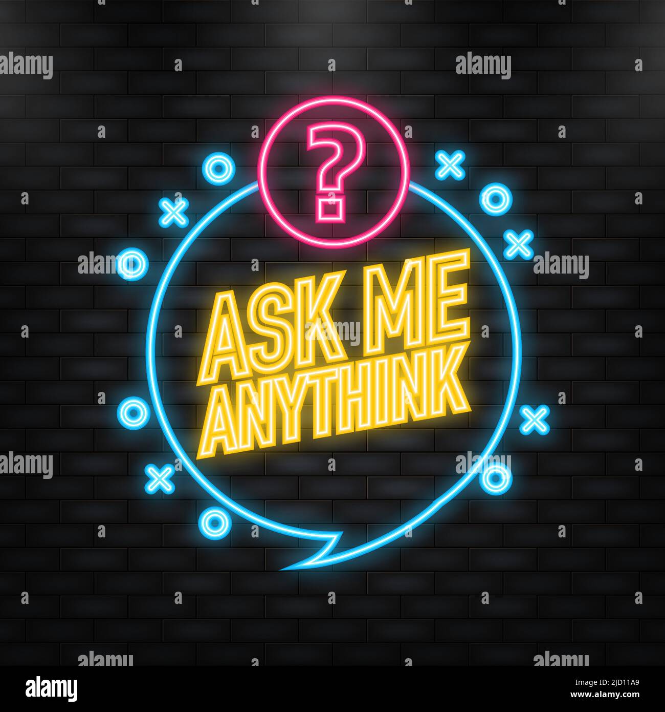 Neon Icon. Ask me anything. AMA session concept. Vector illustration ...