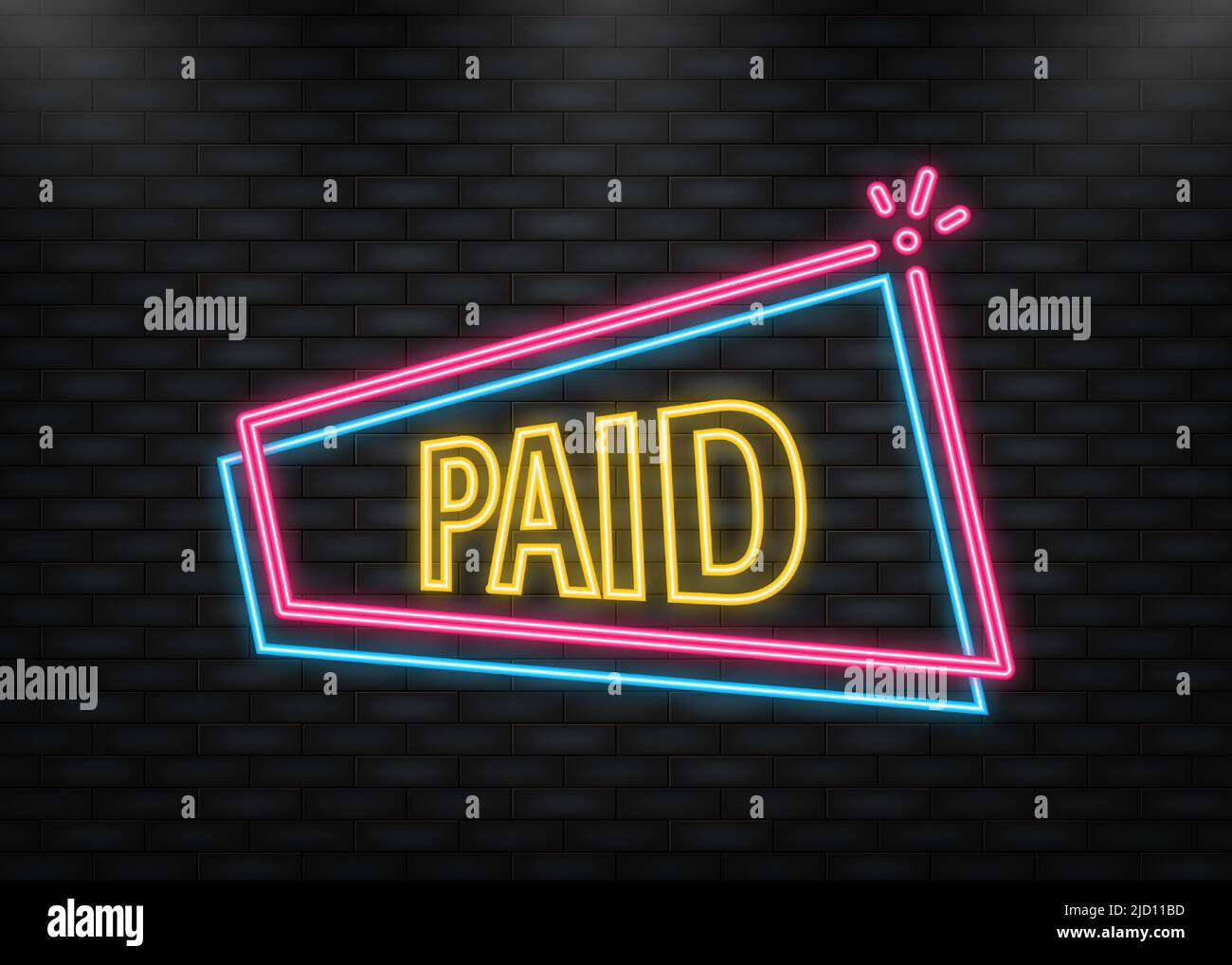 Neon Icon. Paid for banner design. Red paid on white background. Grunge ...