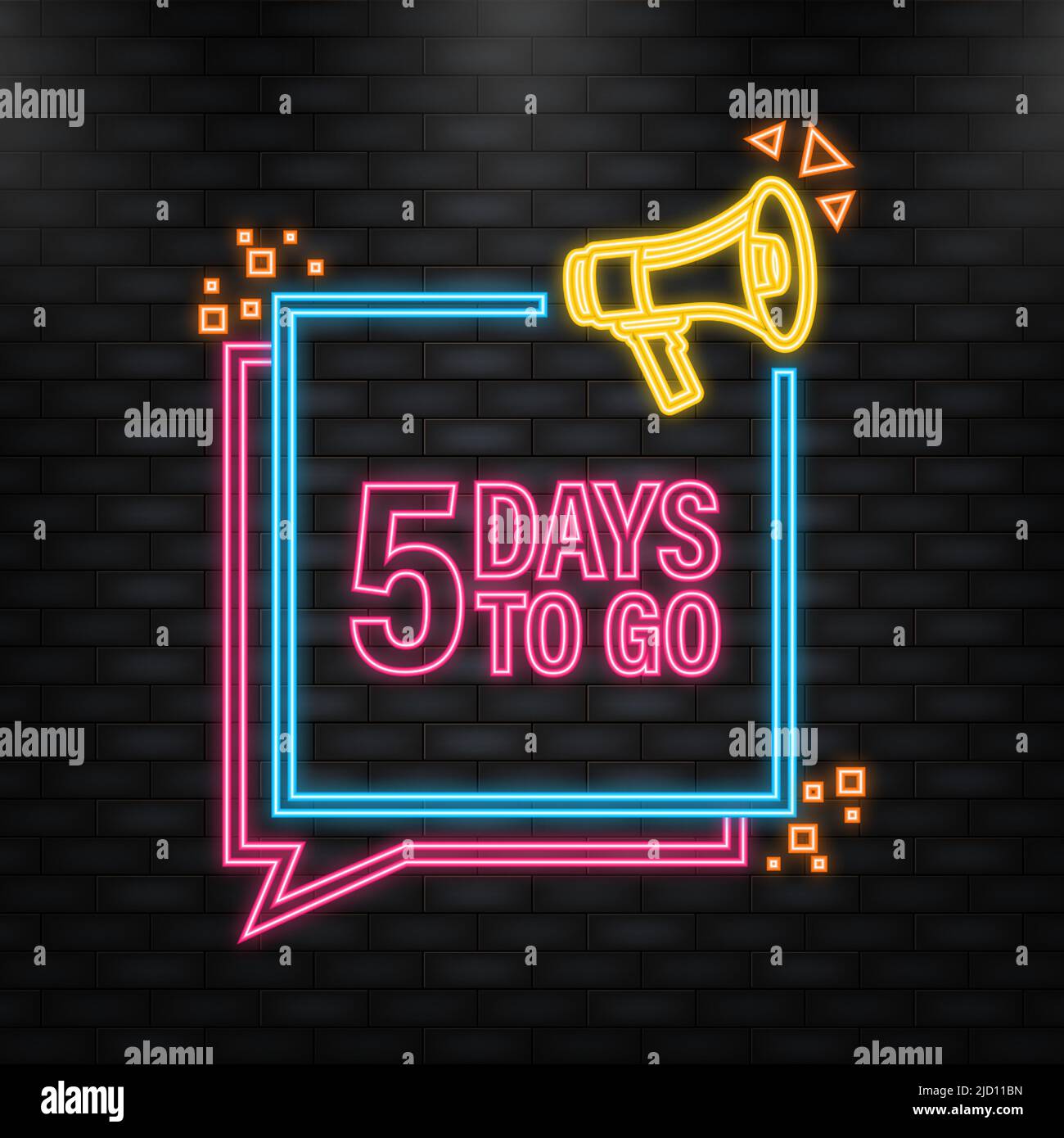 Neon Icon. 5 Days to go poster in flat style. Vector illustration for ...
