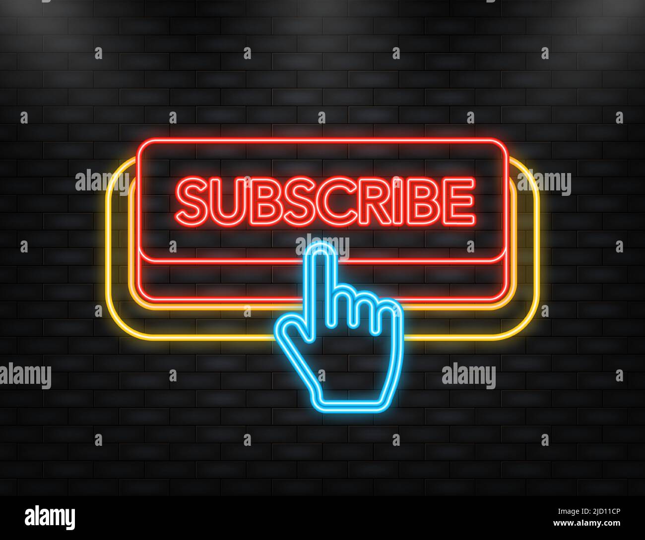 Neon Icon. Icon with red subscribe neon button on white background for ...
