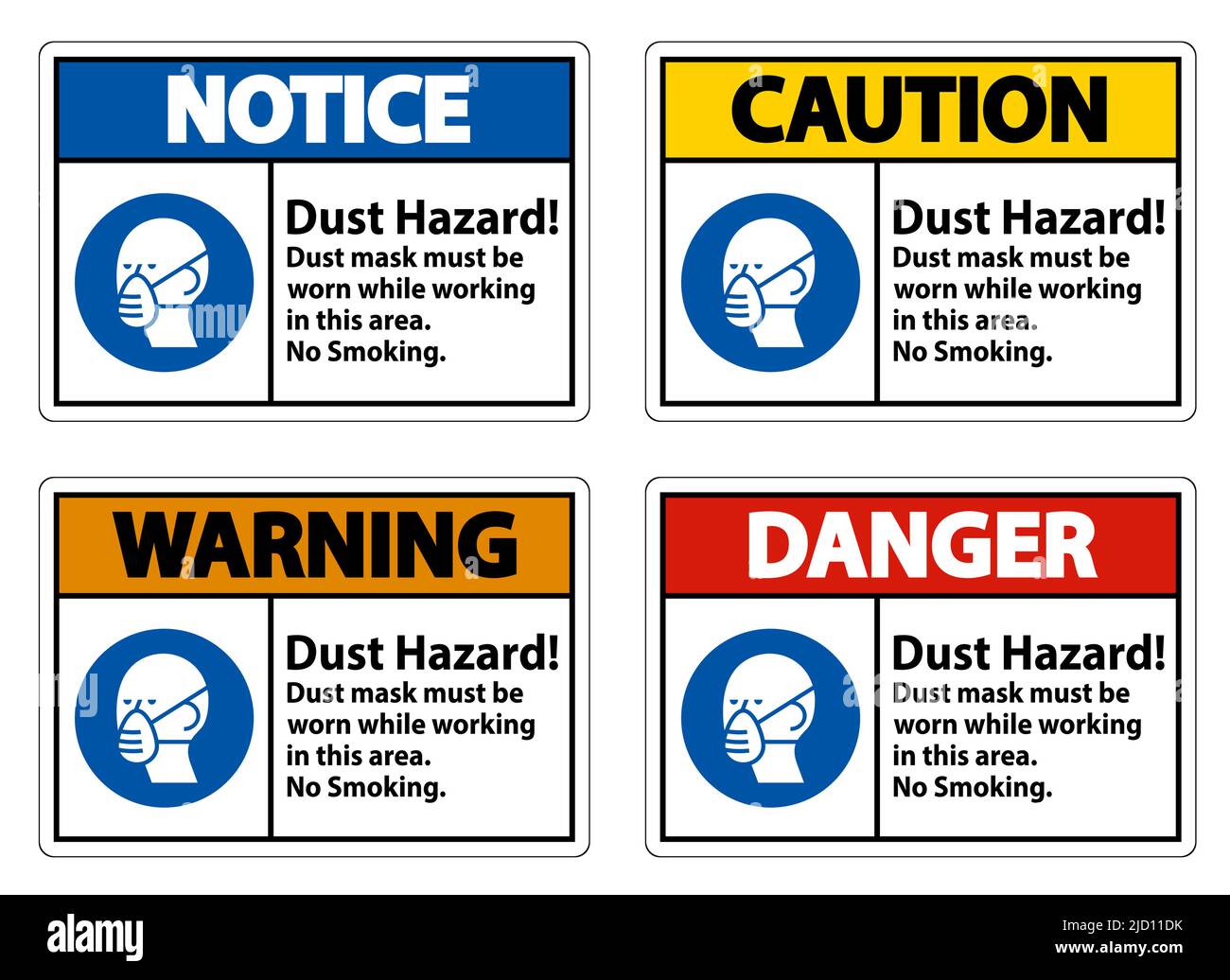 Warning No Smoking Sign Dust Hazard Dust Mask Must Be Worn While ...