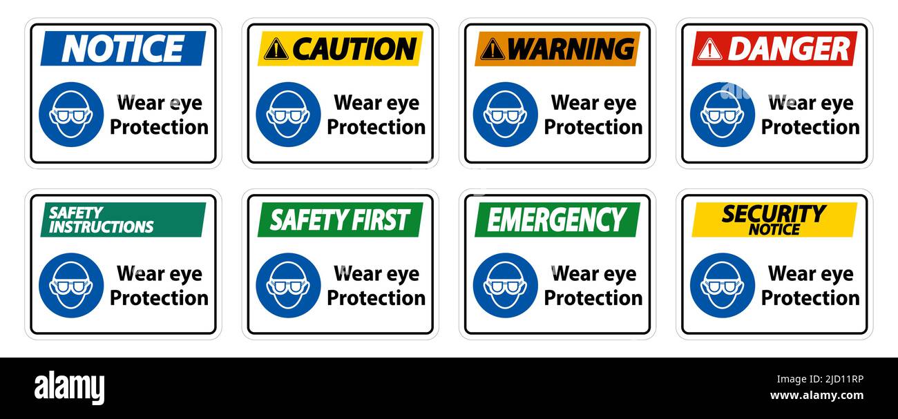 Wear eye protection on white background Stock Vector Image & Art - Alamy