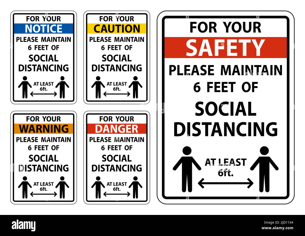 For Your Safety Maintain Social Distancing Sign on white background ...