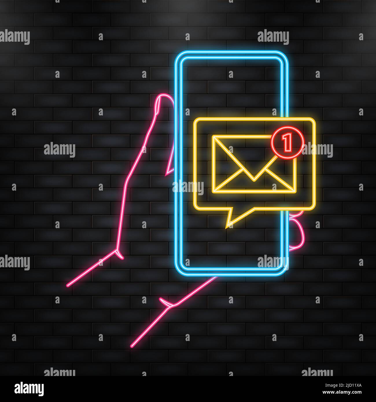 Neon sign letter envelope hi-res stock photography and images - Alamy