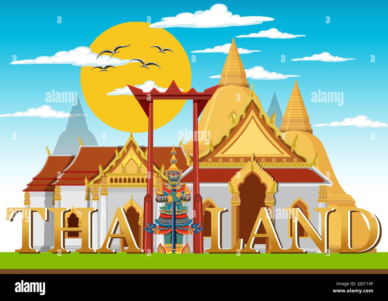 Bangkok Thailand Landmark Banner illustration Stock Vector Image & Art ...