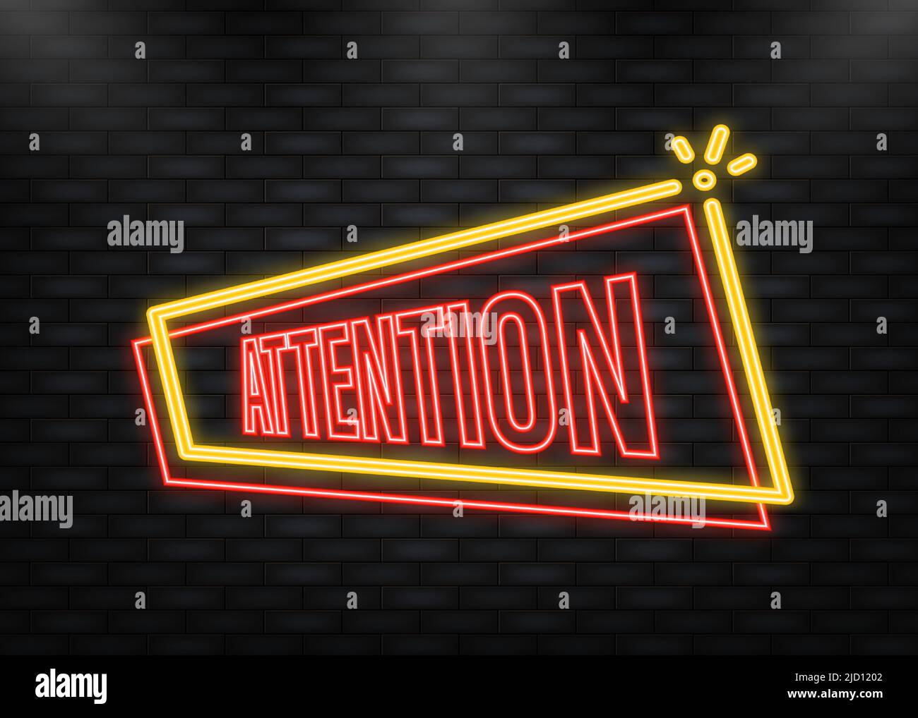 Neon Icon. White background, isolated. Warning attention sign ...