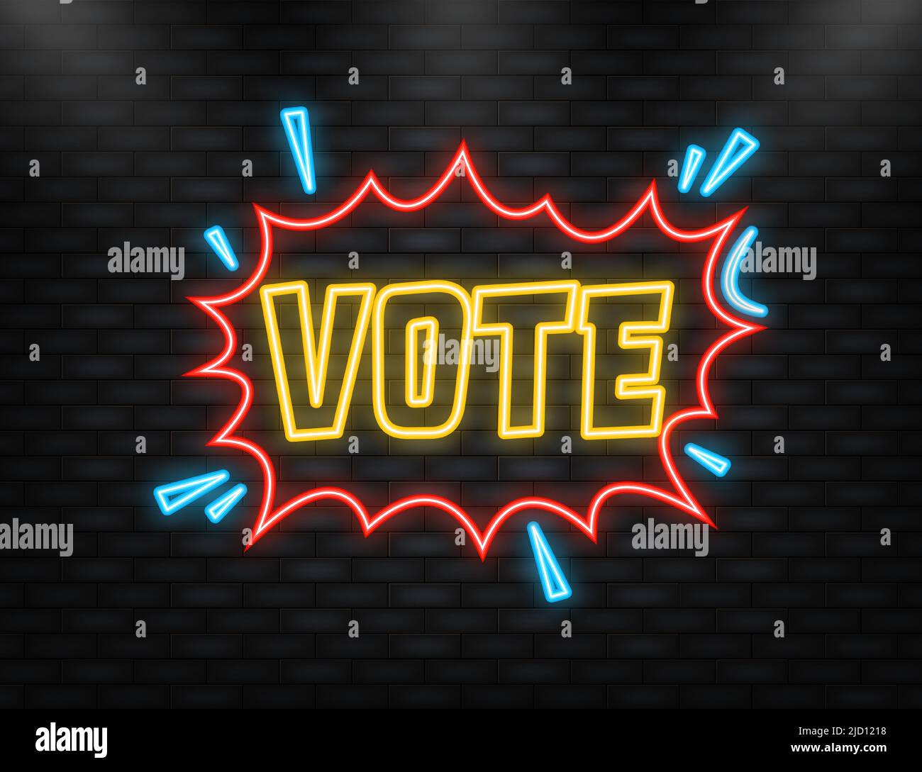 Neon Icon. Cartoon banner. Vote sign vector design template. Giveaway ...