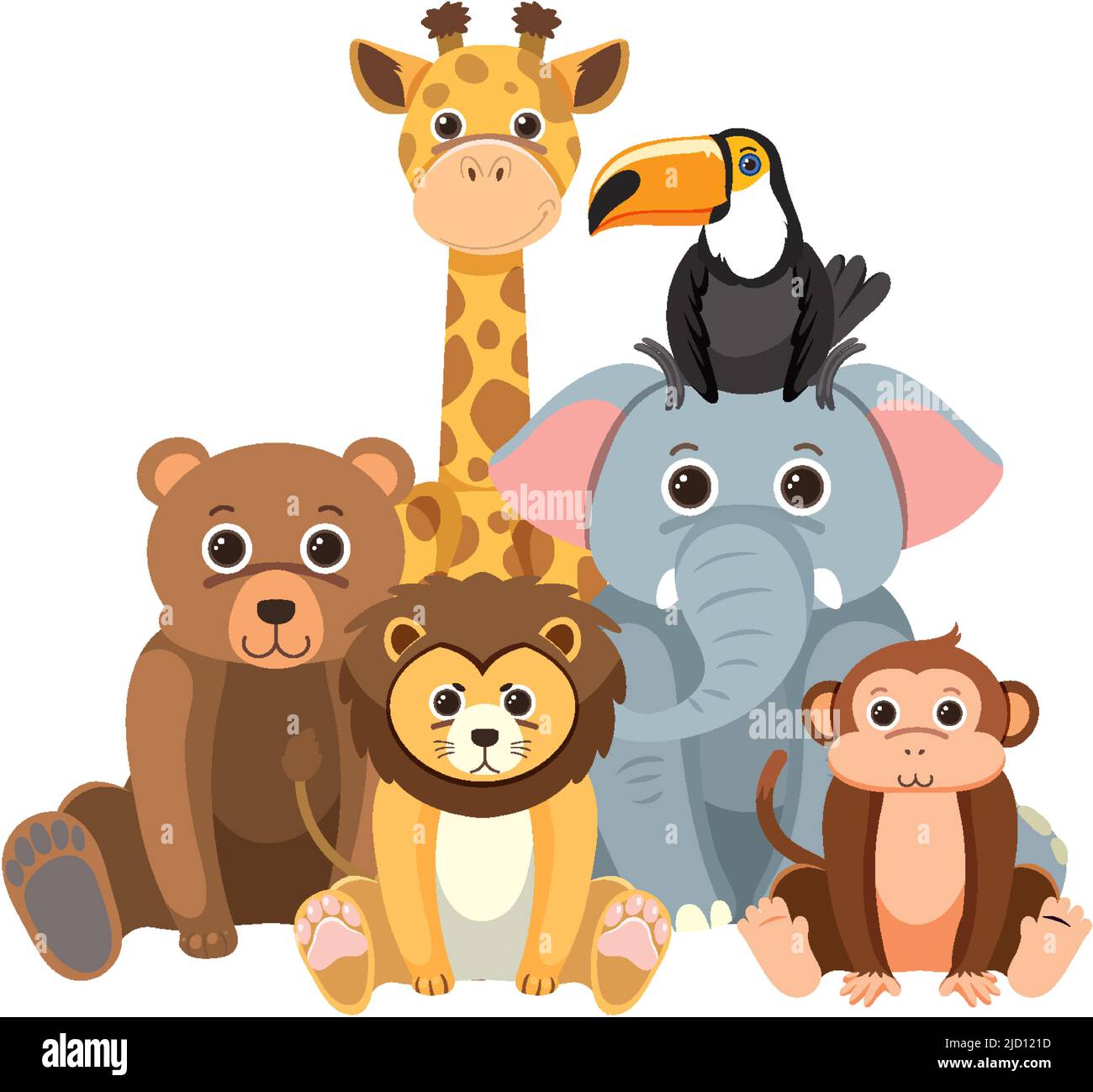 Wild animal group on white background illustration Stock Vector Image ...