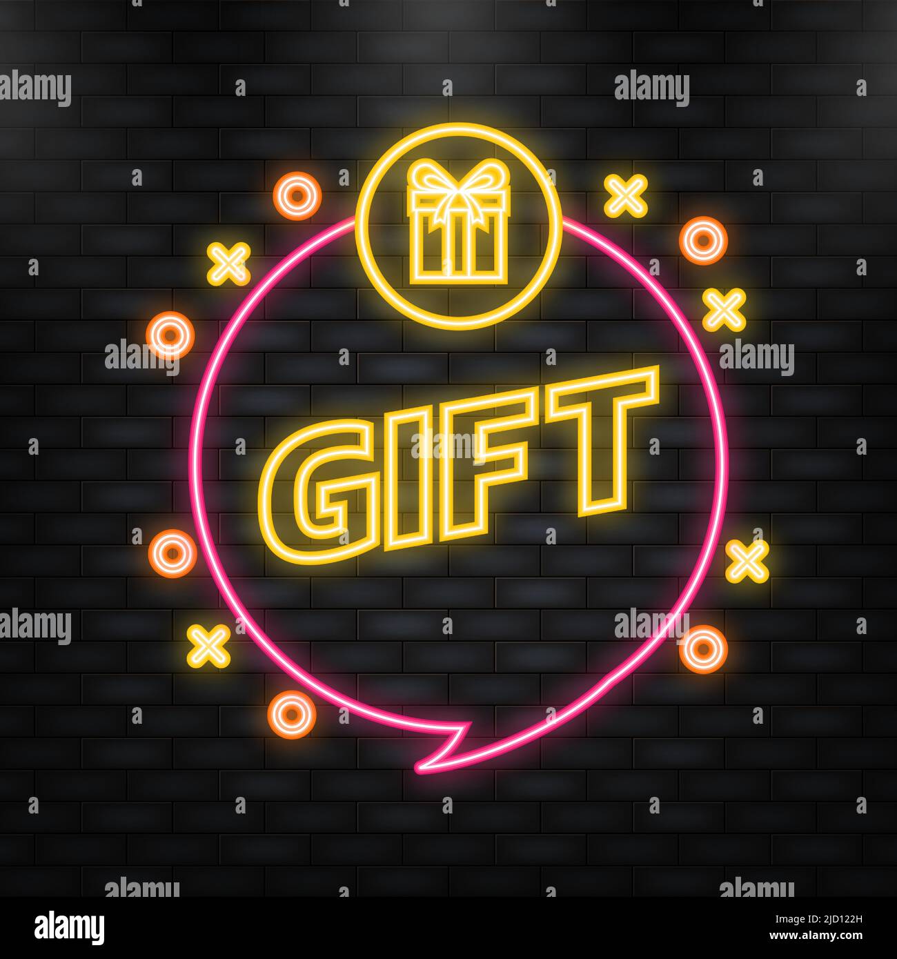 Neon Icon. Gift sign isolated on white background. Box icon Stock ...