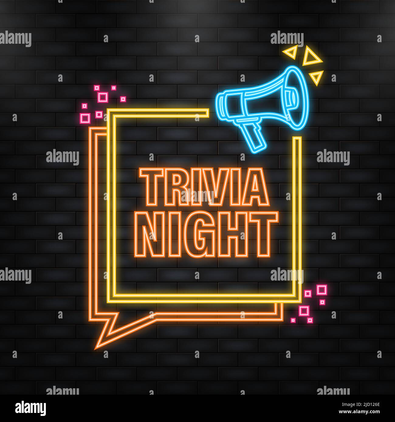 Neon Icon. Trivia night megaphone banner in 3D style on white ...
