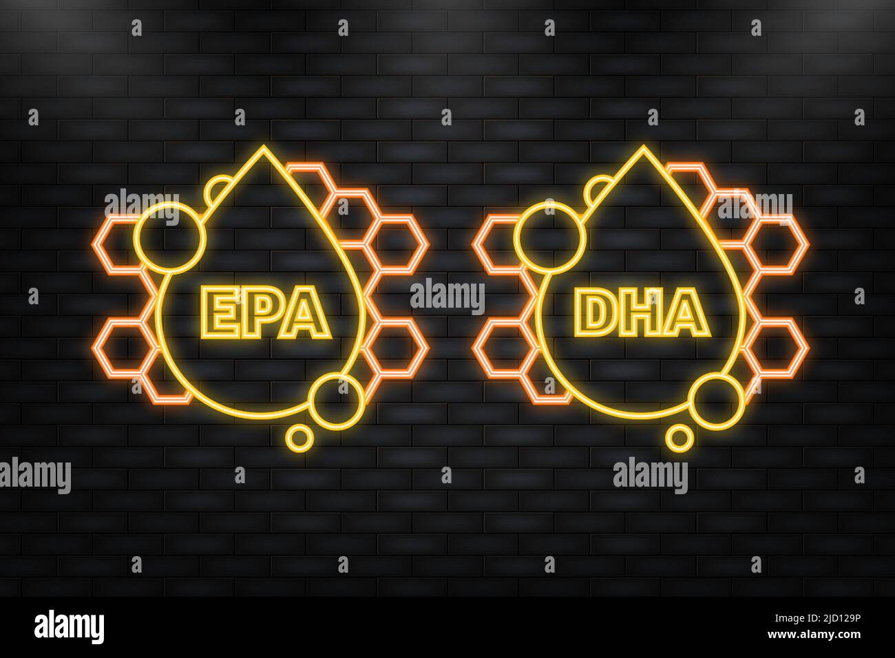 Neon Icon. Shiny fish oil nutrition epa and dha for good health Stock ...