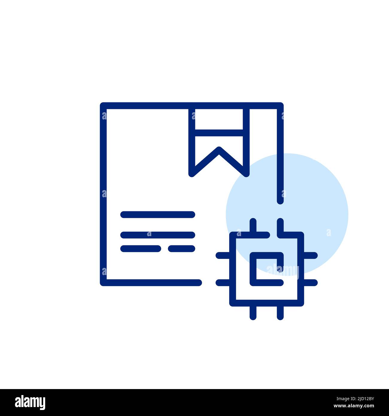Smart delivery system. Parcel with CPU chip. Pixel perfect, editable ...