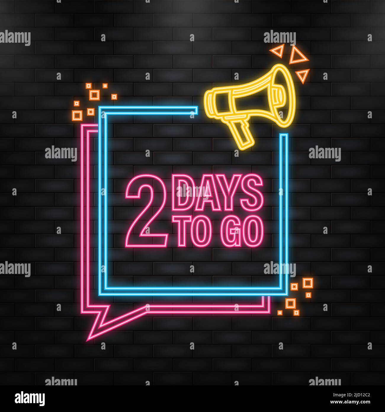 Neon Icon. 2 Days to go poster in flat style. Vector illustration for ...