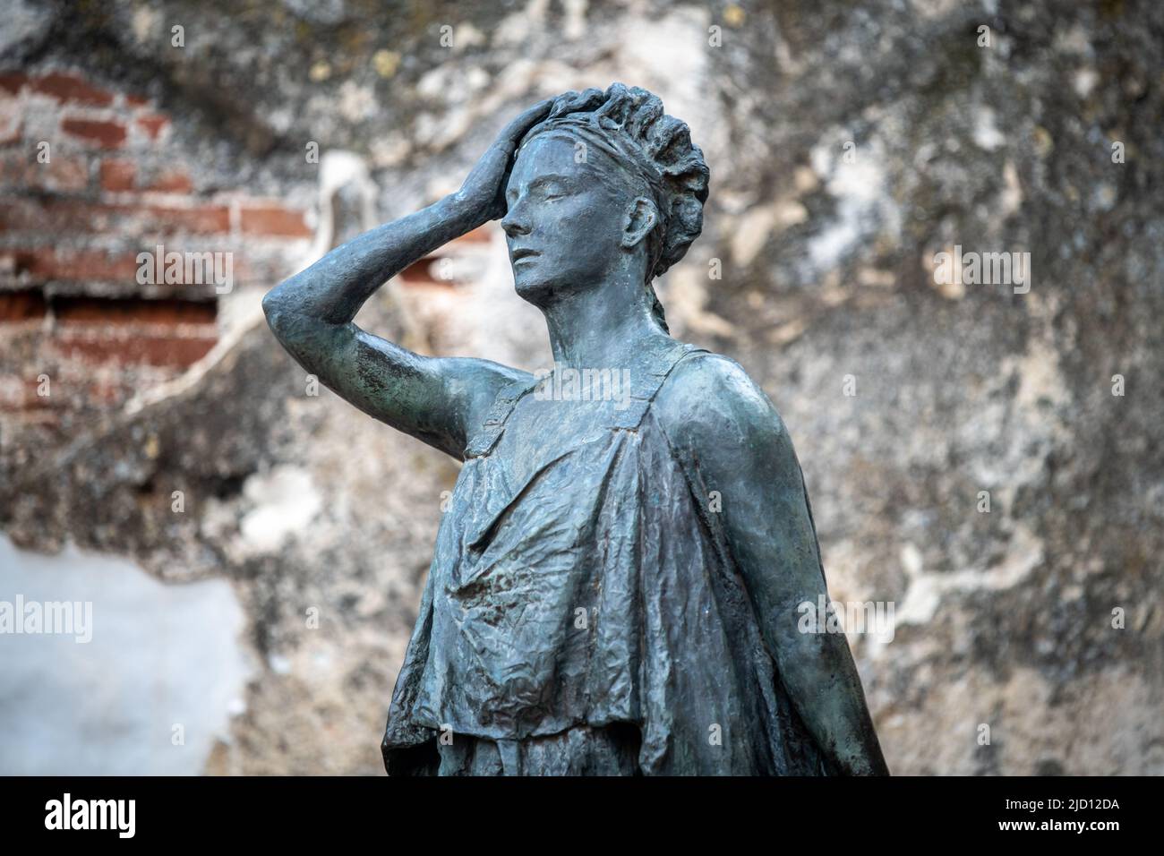 A detailed statue at the Roman Theatre of Merida, Merida, Spain Stock ...