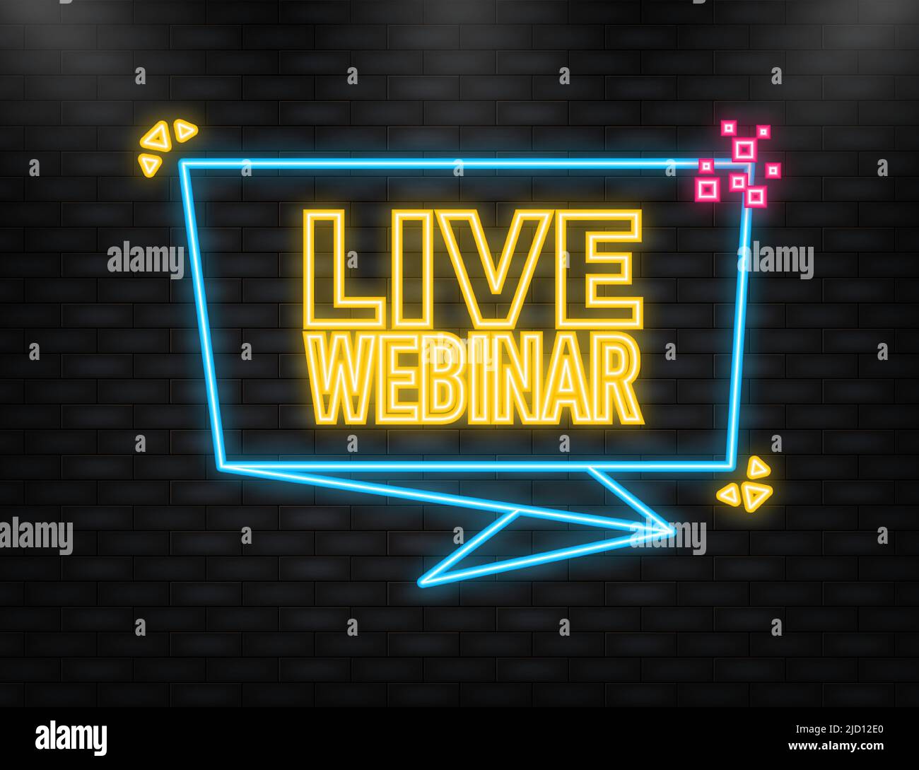 Neon Icon. Webinar blue button, icon. Vector design illustration Stock ...