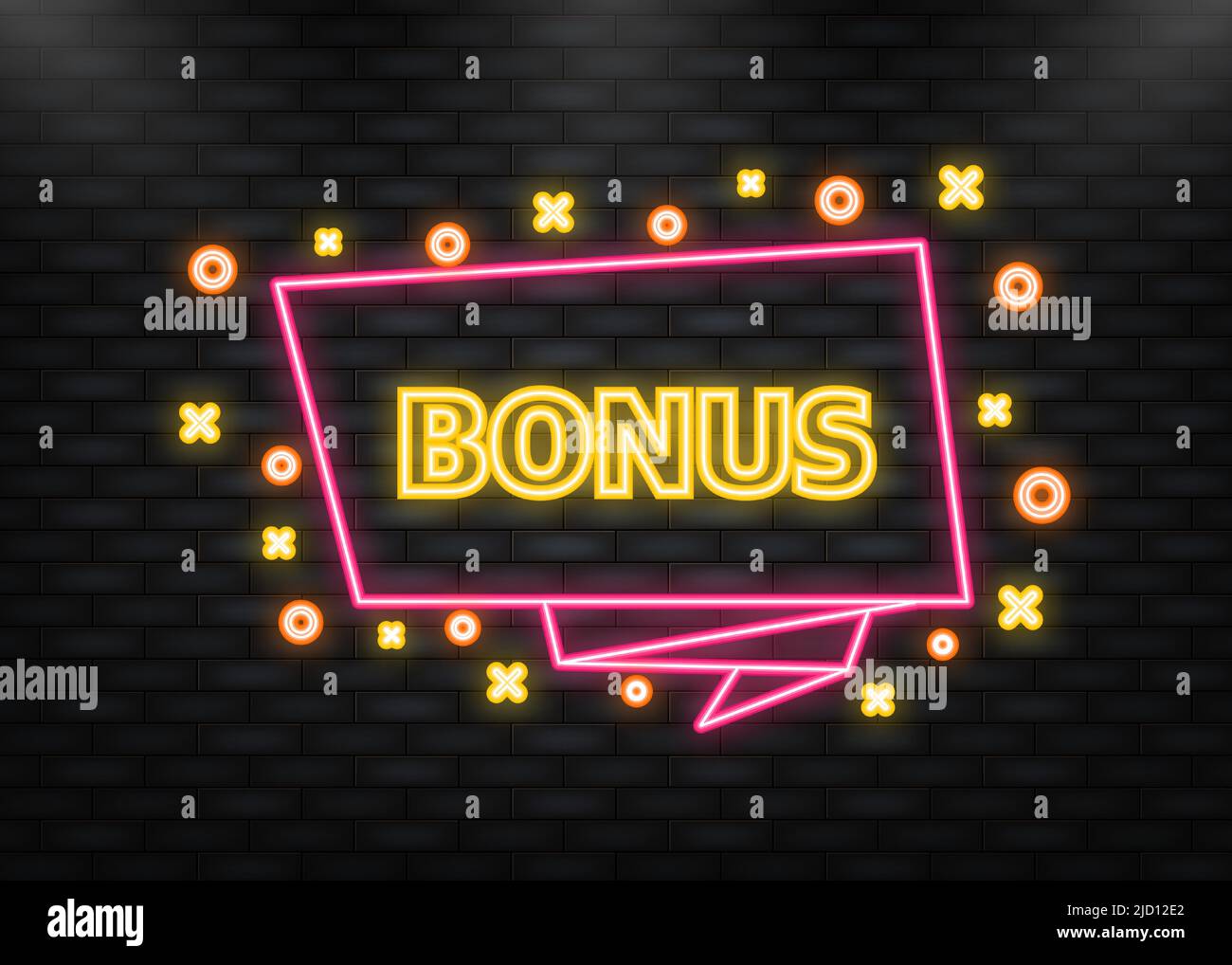 Neon Icon. BONUS. Bonus flat banner. Product advertising. Web design ...