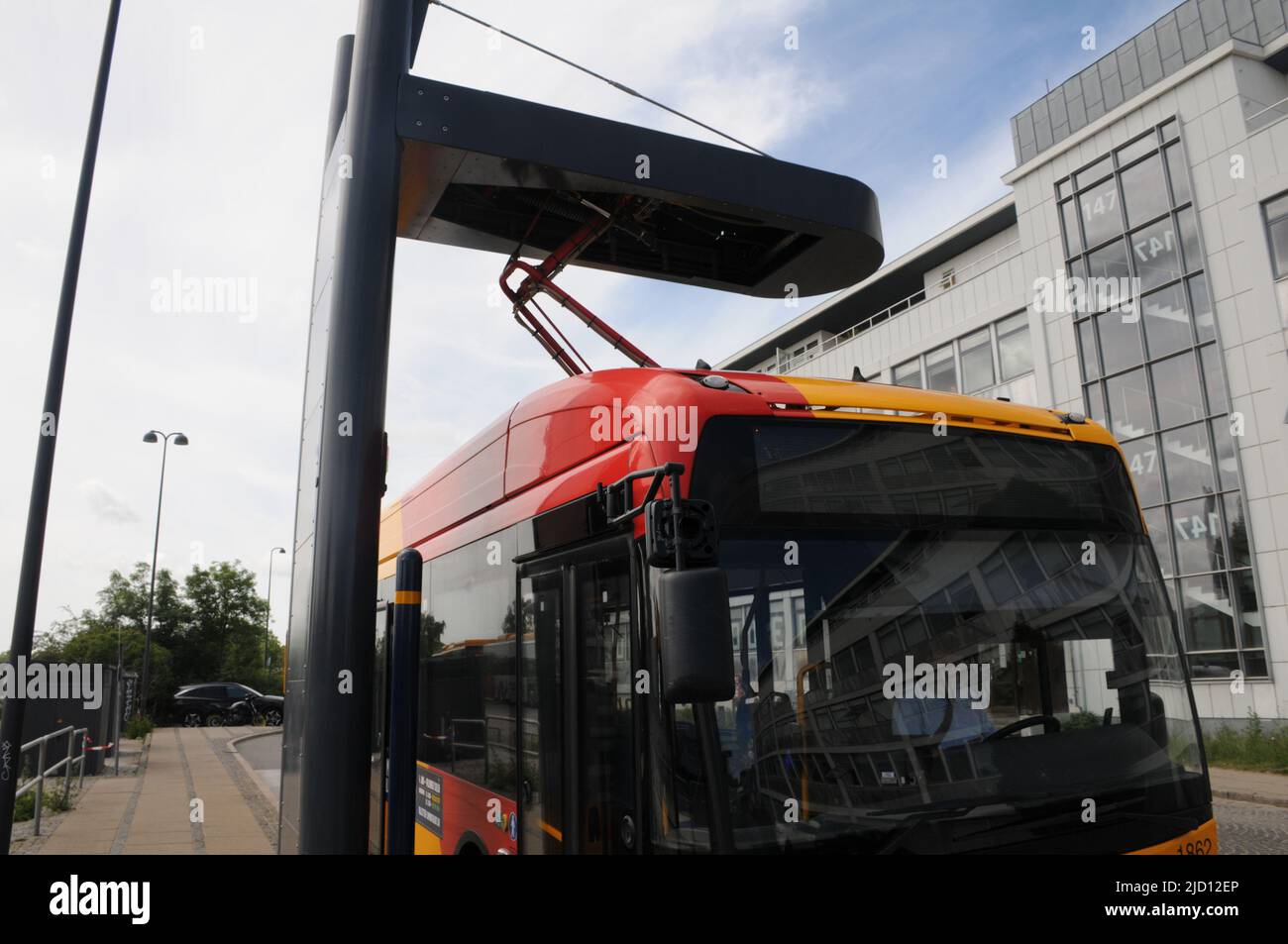 Copenhagen /Denmark/16 June 2022 /Route 2A bus been charge at charging ...