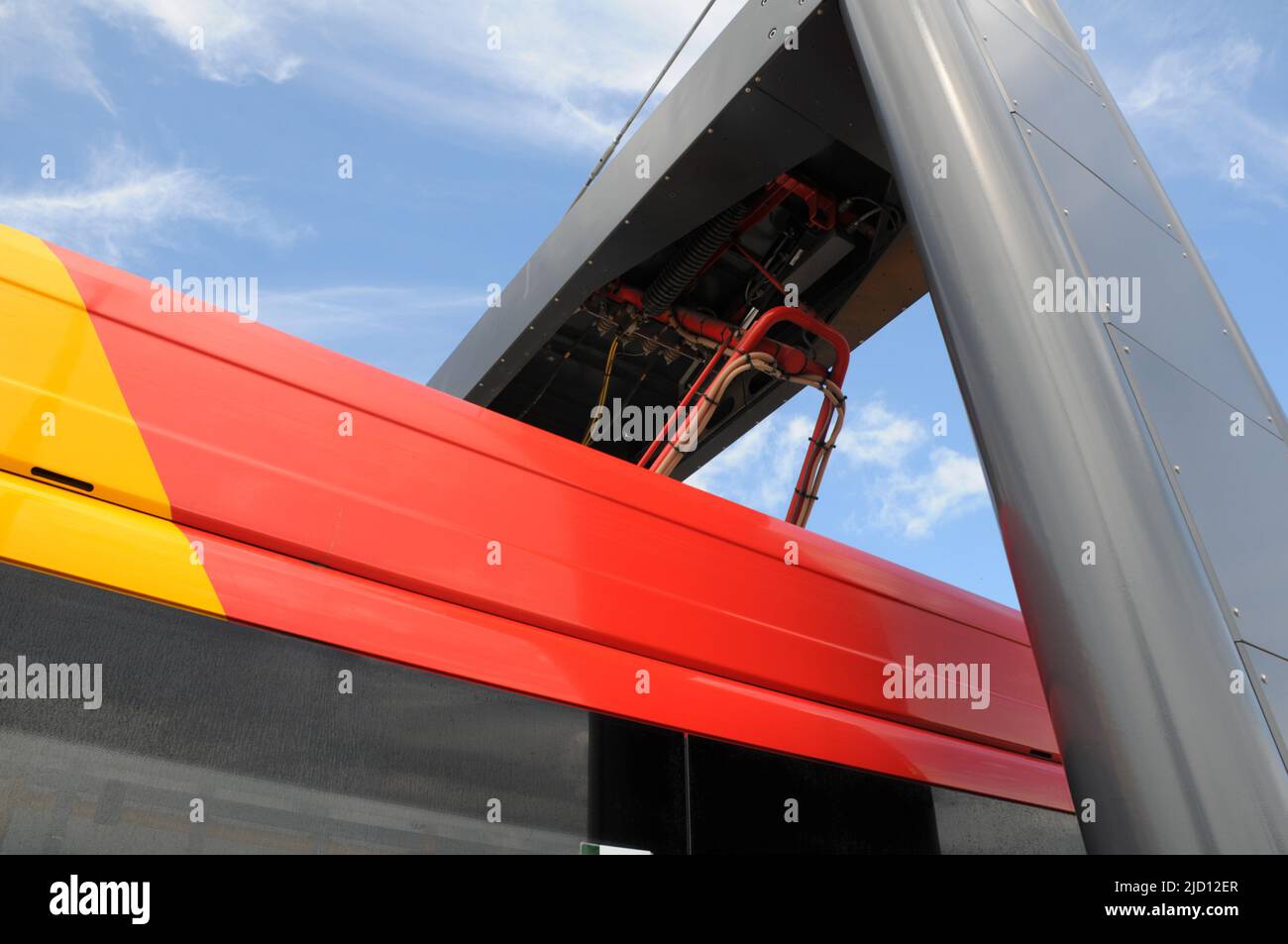Copenhagen /Denmark/16 June 2022 /Route 2A bus been charge at charging ...