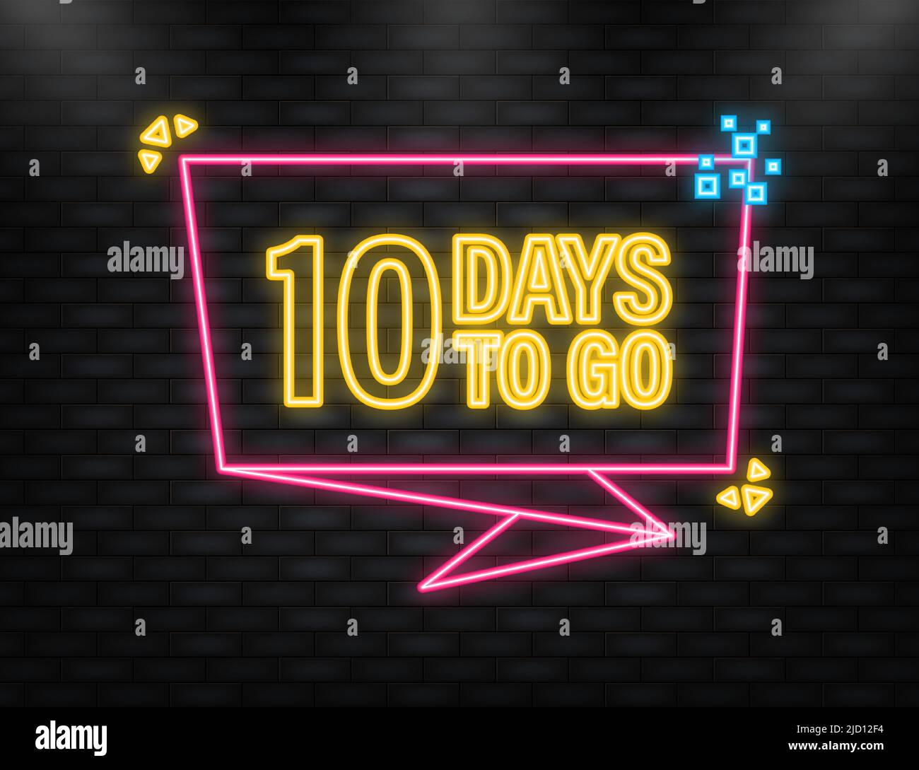 Neon Icon. 10 Days to go poster in flat style. Vector illustration for ...