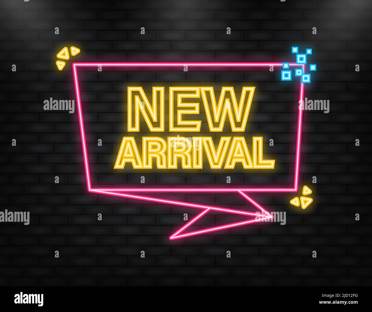 Neon Icon. New arrival red label on white background. New collection ...