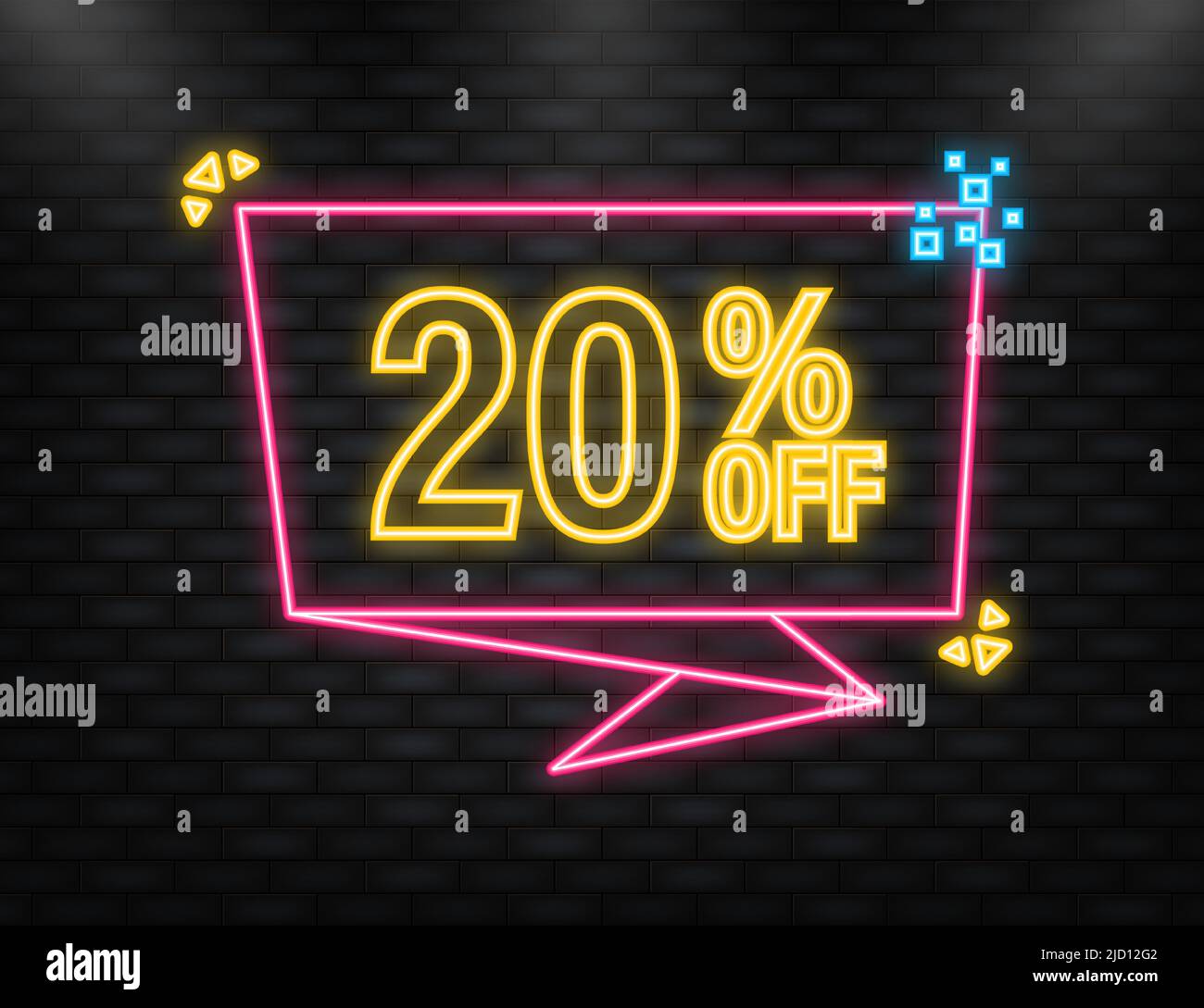 Neon Icon. Trendy flat advertising with 20 percent discount flat badge ...