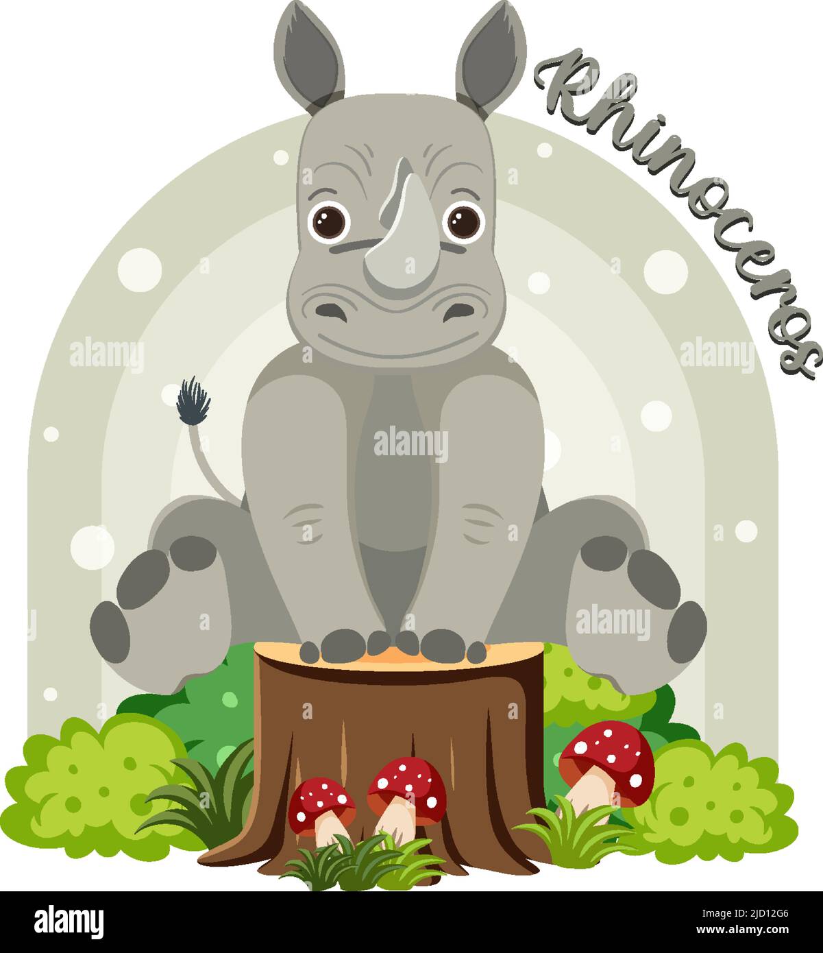 Cute rhinoceros in cartoon flat style illustration Stock Vector Image ...