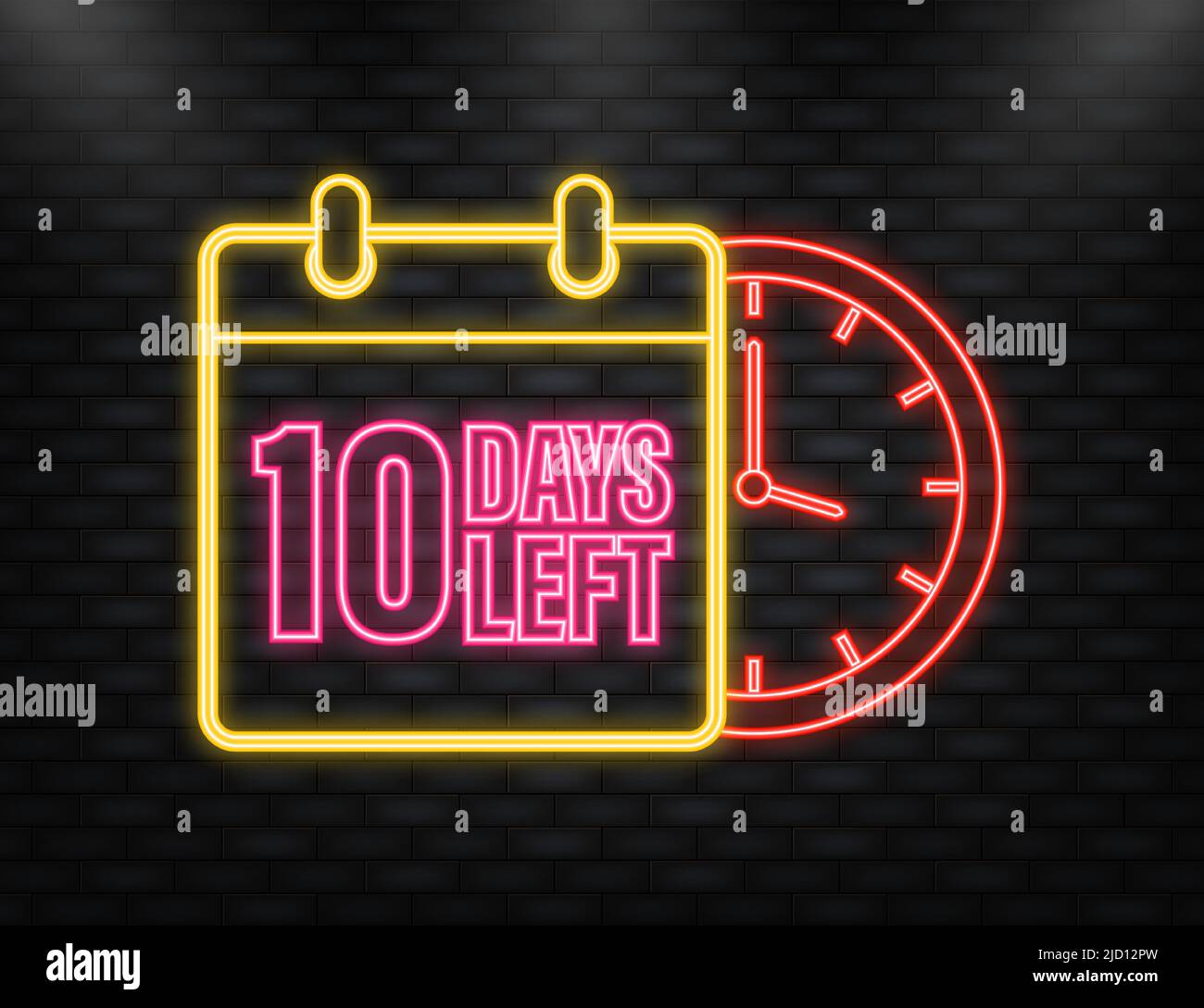 Neon Icon. 10 Days left poster in flat style. Vector illustration for ...
