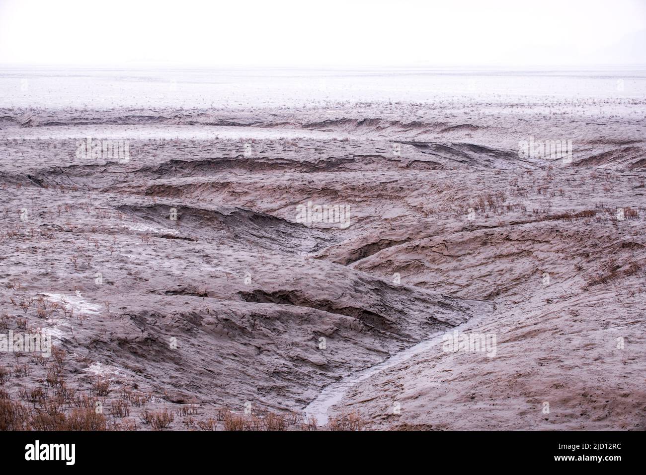 Landscape of tidal flats and sea water exiting way Stock Photo - Alamy