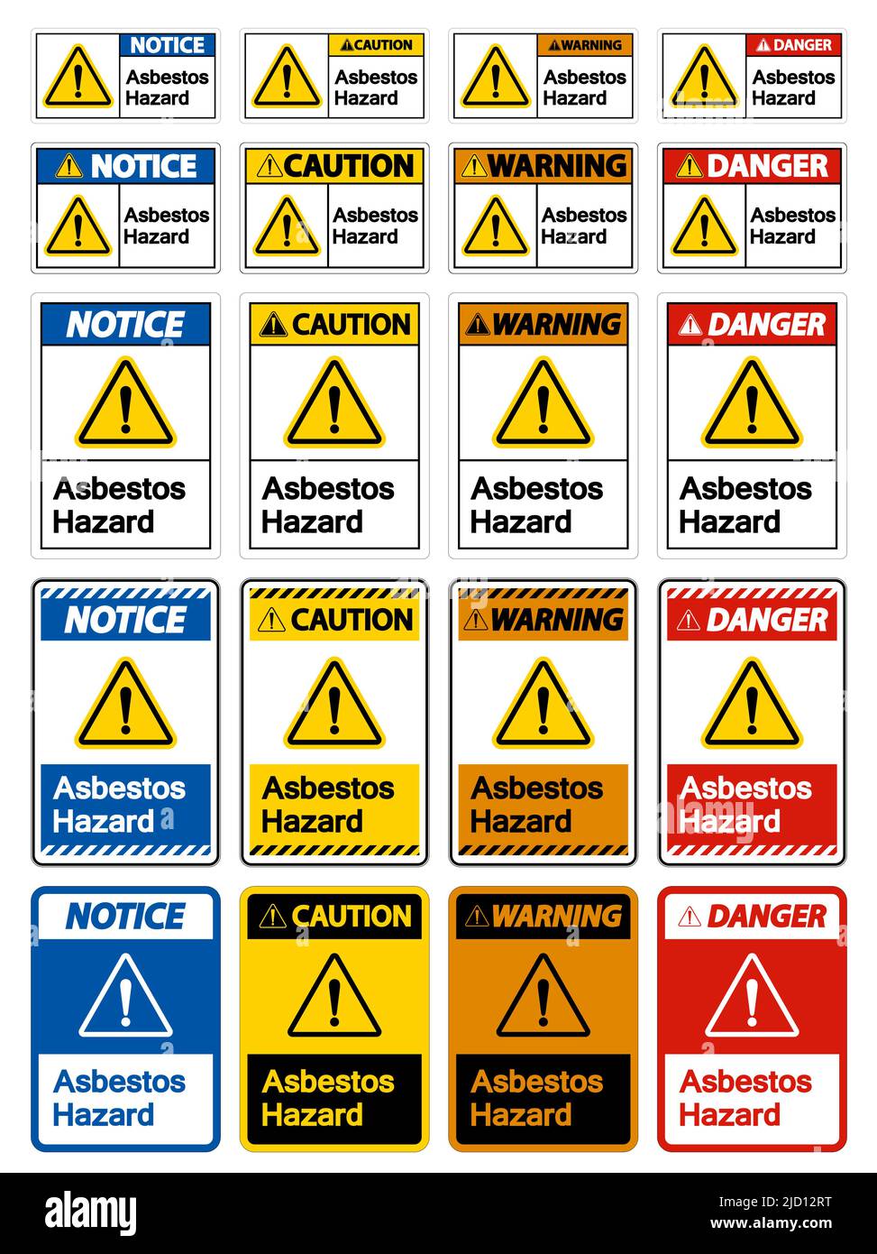 Caution Asbestos Hazard Symbol Sign On White Background Stock Vector ...
