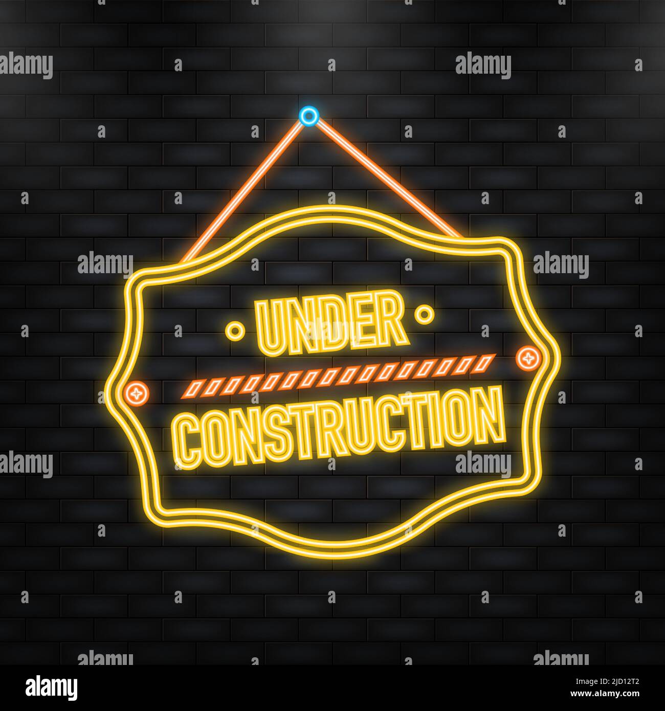 Neon Icon. Banner for under construction. Danger sign. Construction ...